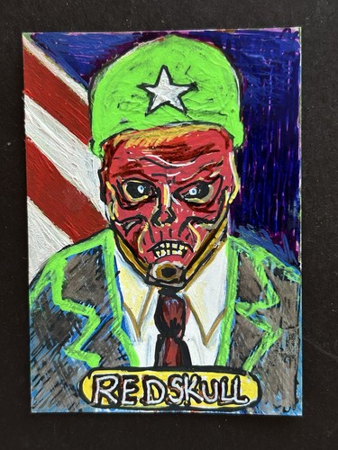 ACEO Sketch Trading Card Original Art 1/1 💀 Red Skull - Acrylic Paints ...