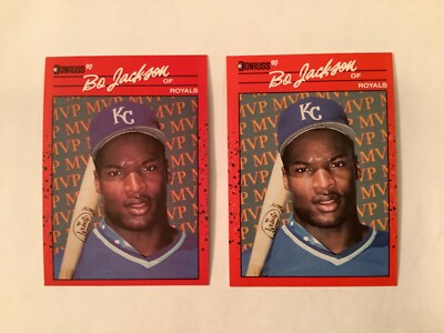 1990 donruss Bo Jackson double ERROR card, plus corrected version, 2 ...