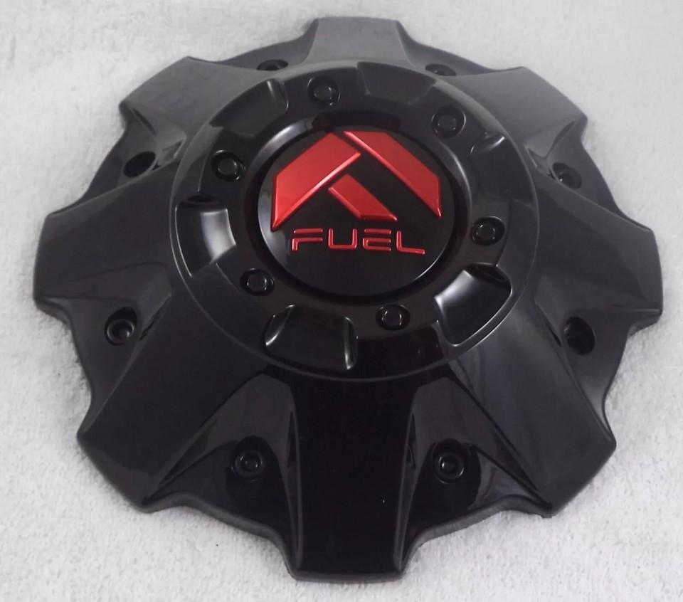 Fuel Wheels Gloss Black / Red Wheel Center Cap # 1001-63GBQ (4 CAPS) 5/ ...