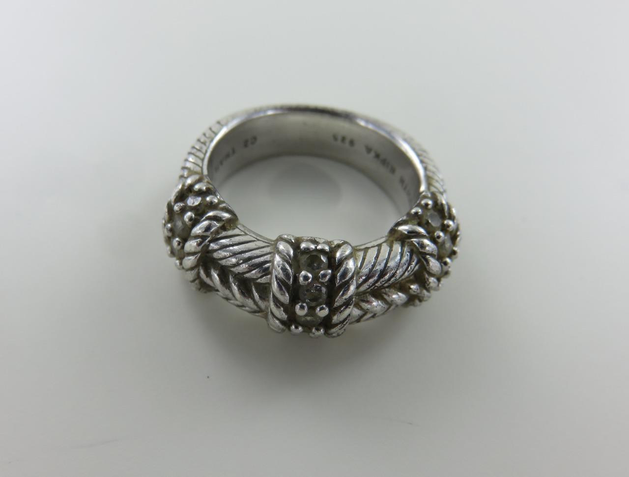 Judith Ripka Sterling Silver Cable Rope CZ Accent Ring. SZ 5 2mm | eBay