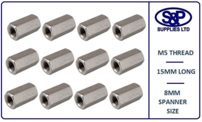 5MM M5 STAINLESS DEEP HEX NUT CONNECTOR NUT M5 X 15MM LONG ALLTHREAD ...