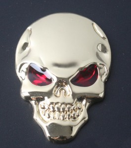 Gold Devil Demon Skull Skeleton Car Decal Devil 3D Metal Sticker Emblem ...