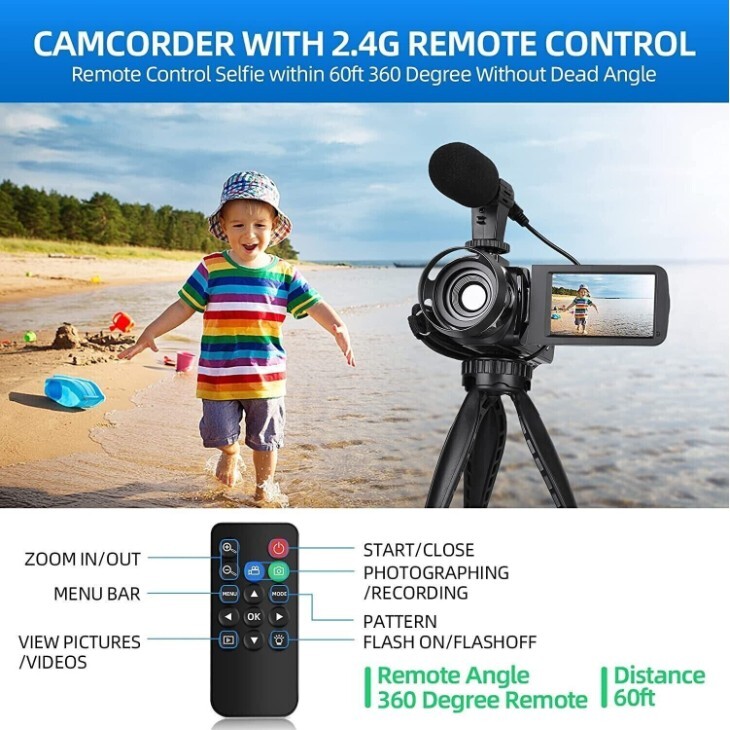 2.7K Video Camera Camcorder Ultra HD 42MP YouTube Live Stream Vlogging ...
