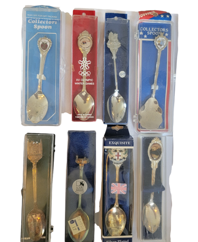 LOT OF 8 Vintage State & Olympic Collectors Spoons Souvenir Travel Mini ...