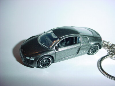 HOT 3D DARK SILVER AUDI R8 CUSTOM KEYCHAIN keyring key R BLING matchbox ...