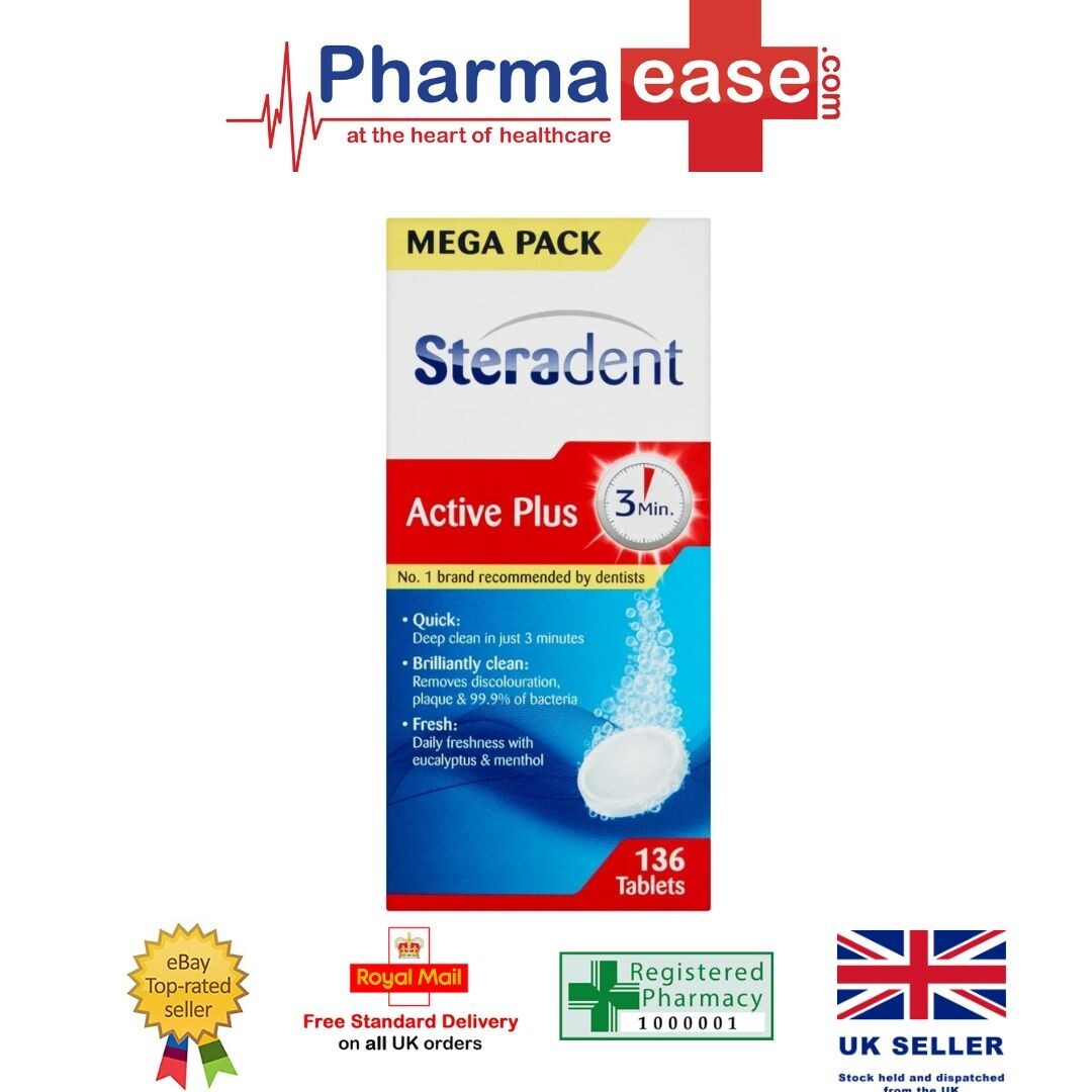 Steradent Active Plus Denture Cleaning - 136 Tablets - Deeply Cleans ...