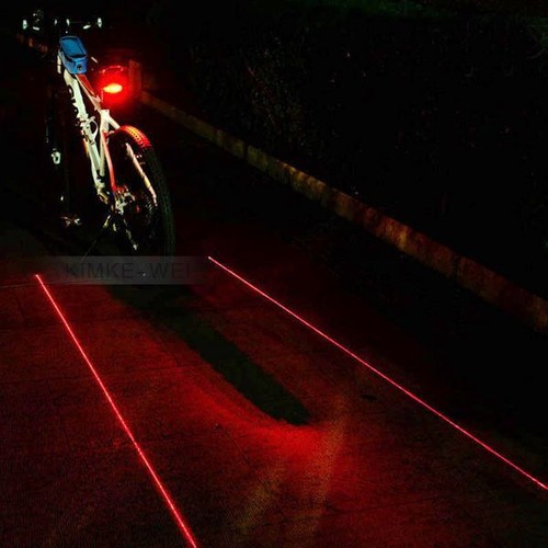 5 LED 2 Laser Cycling Bicycle Bike Rear Tail Flashing Safety Warning ...