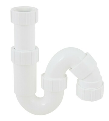 Haigh PVC TELESCOPIC SPACE TRAP 40mm Adjustable, Tighten By Hand WHITE ...