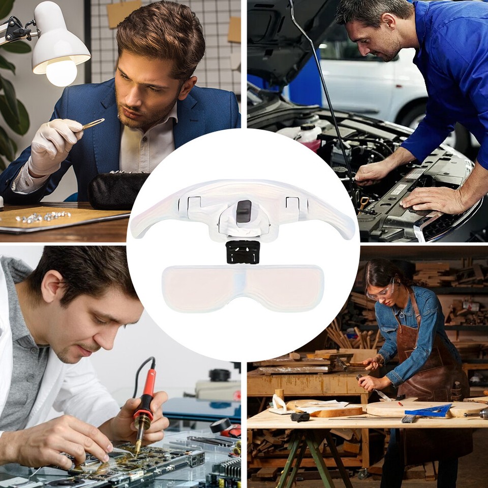 LED Head Magnifier with 2 LED Lights Jewelers Loupe Head Mount ...