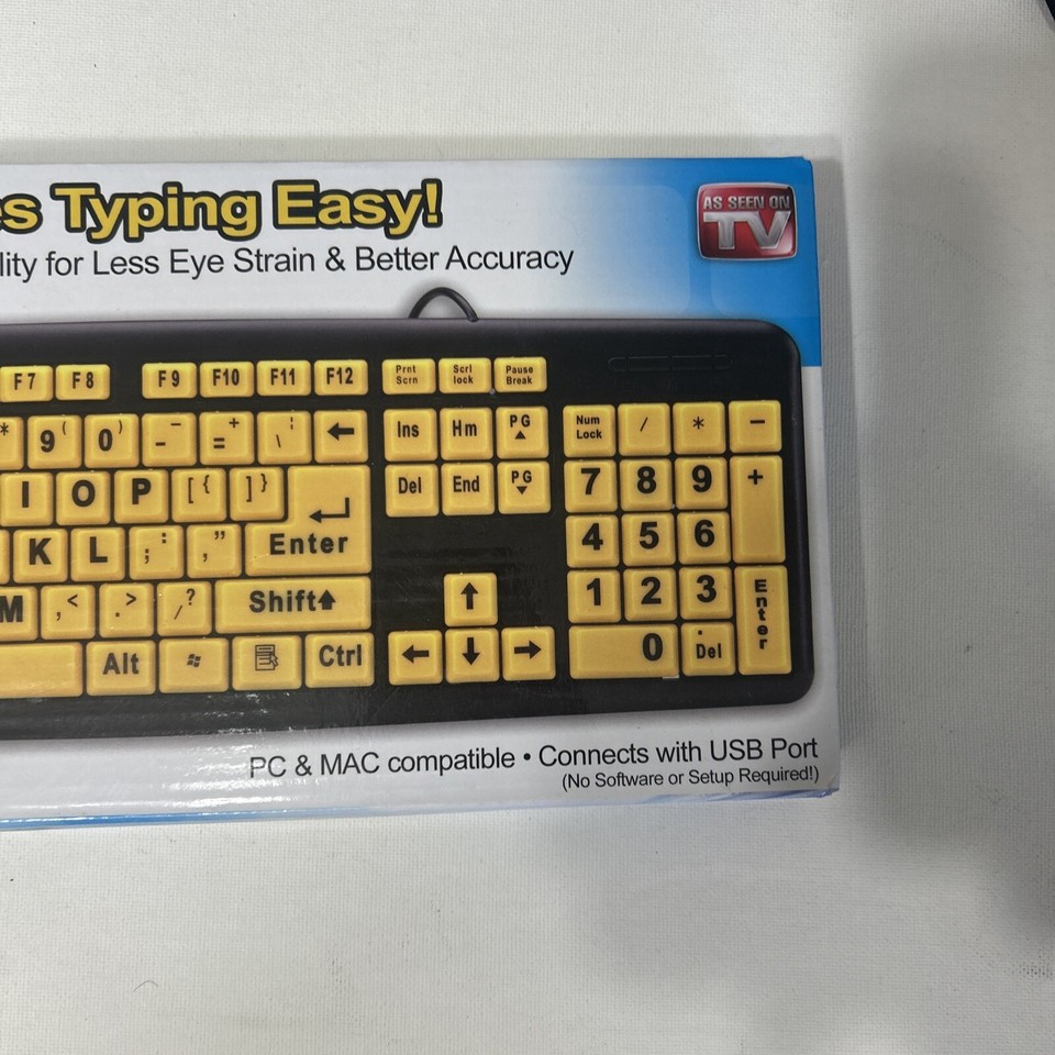 NEW EZ Eyes As Seen on TV Large Print Keyboard for Elderly and Vision ...