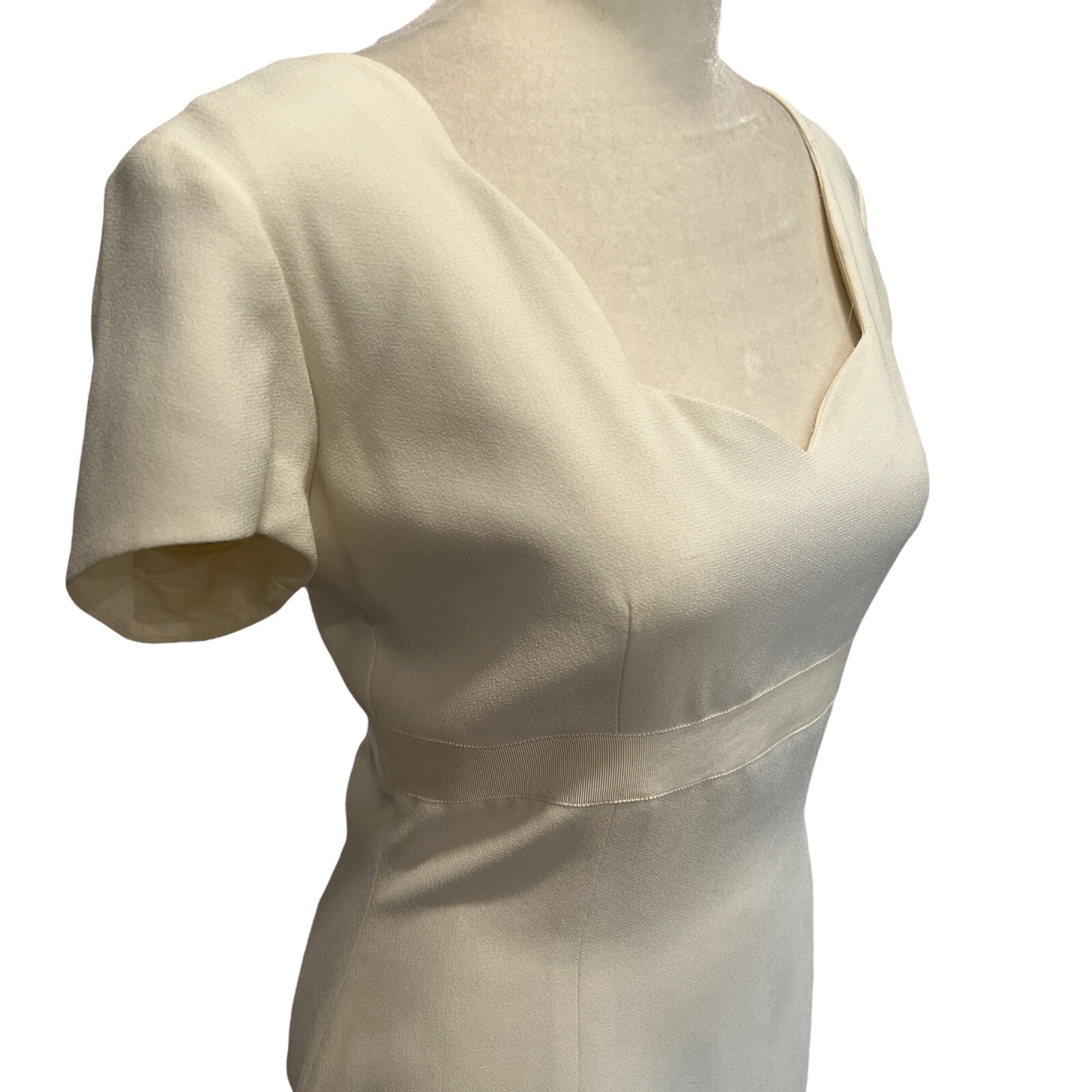 Vintage Ann Tjian For Kenar Ivory Sheath Dress Size 8… - Gem