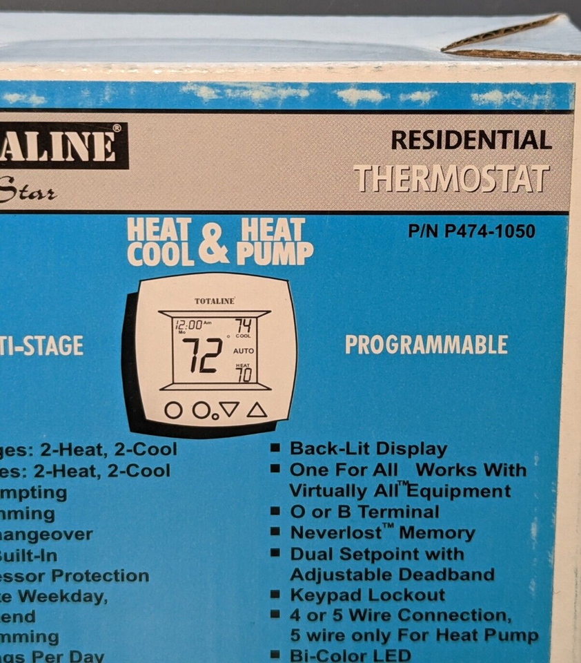 TOTALINE Heat Cool & Pump Small Thermostat Multi-Stage Programmable ...
