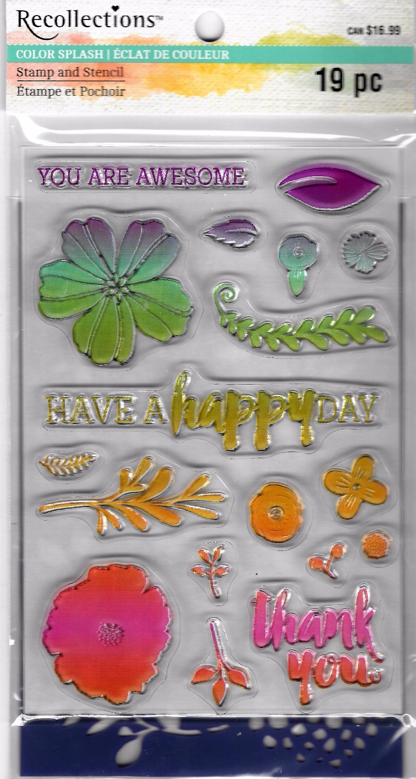 RECOLLECTIONS COLOR SPLASH YOU ARE AWESOME Clear Stamp & Stencil Set | eBay