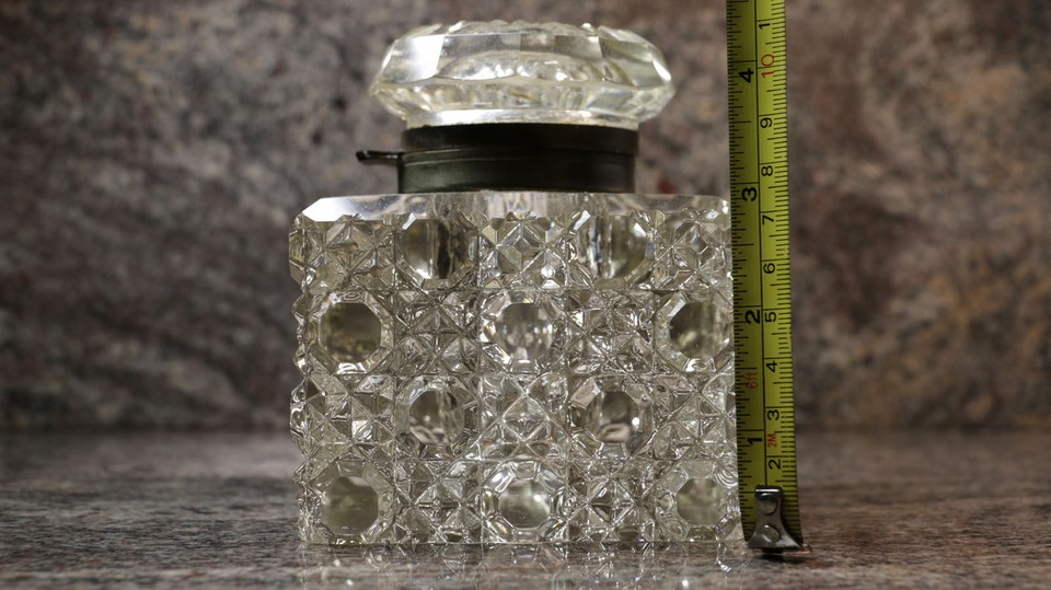 Vintage Massive Cut Crystal Inkwell Inkpot | eBay