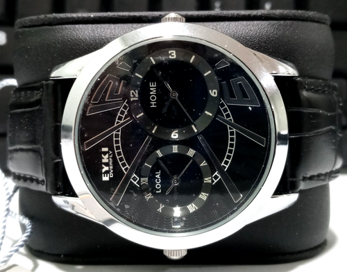 Eyki 40mm Dual World Time GMT Panda Black Dial Quartz US Seller NEW | eBay