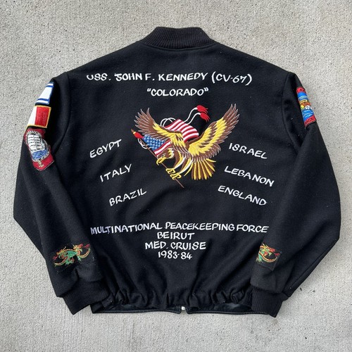 1983-84’ USS. John F Kennedy CV-67 Navy Cruise Jacket Wool Black ...