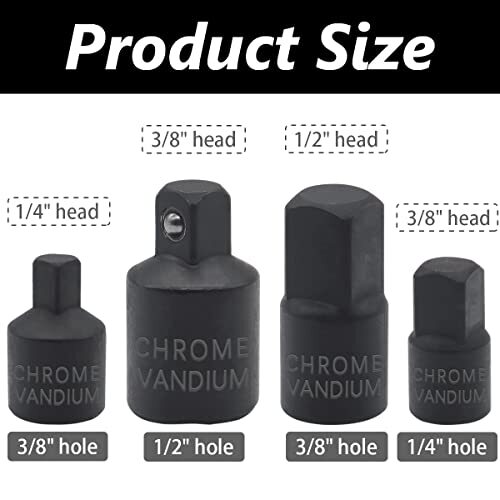 4pcs Black Socket Adapter Set1/4" X 3/8" 3/8" X 1/4" 3/8" X 1/2" 1/2" X ...