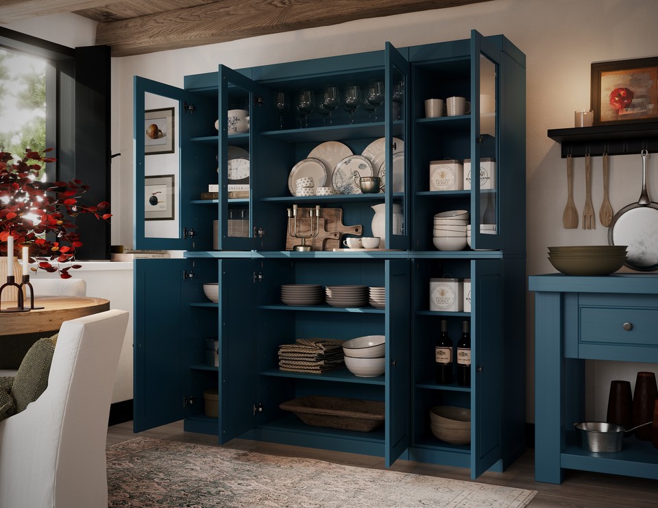 100% Solid Wood Modular China Pantry Buffet w glass/solid door by ...