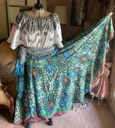Renaissance Medieval Gypsy Skirt Peasant Top/Blouse & 2 Scarves 4pc ...