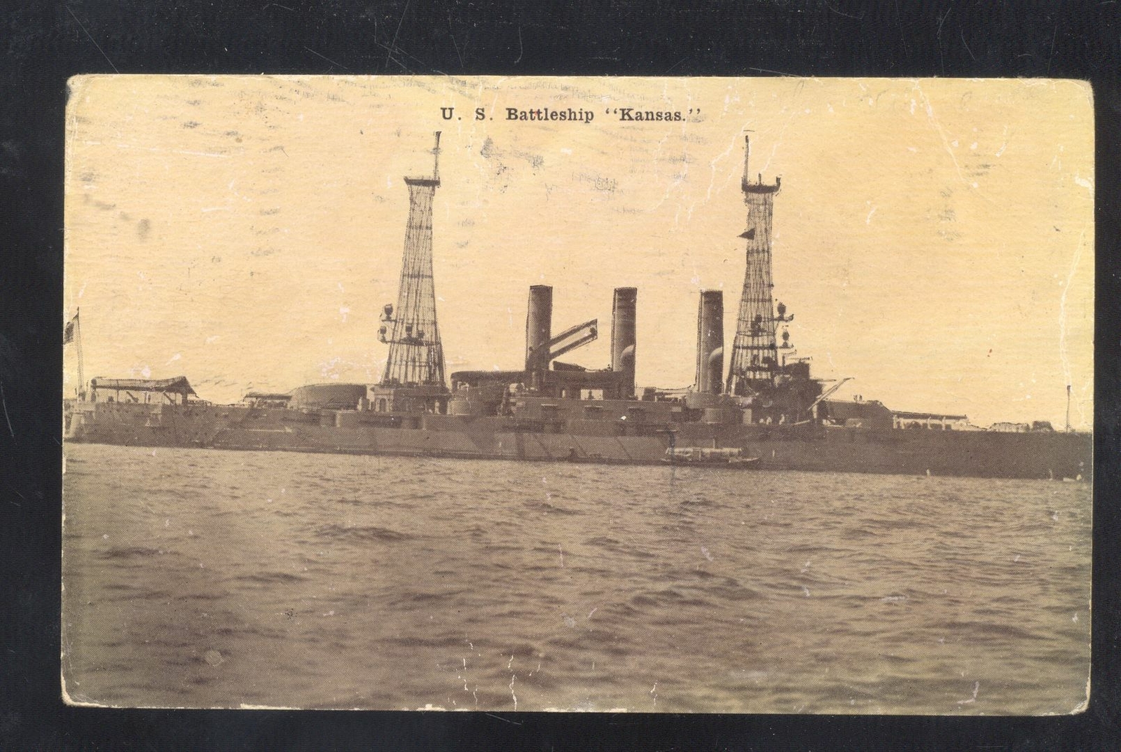 UNITED STATES NAVY BATTLESHIP USS KANSAS MILITARY SHIP VINTAGE POSTCARD ...