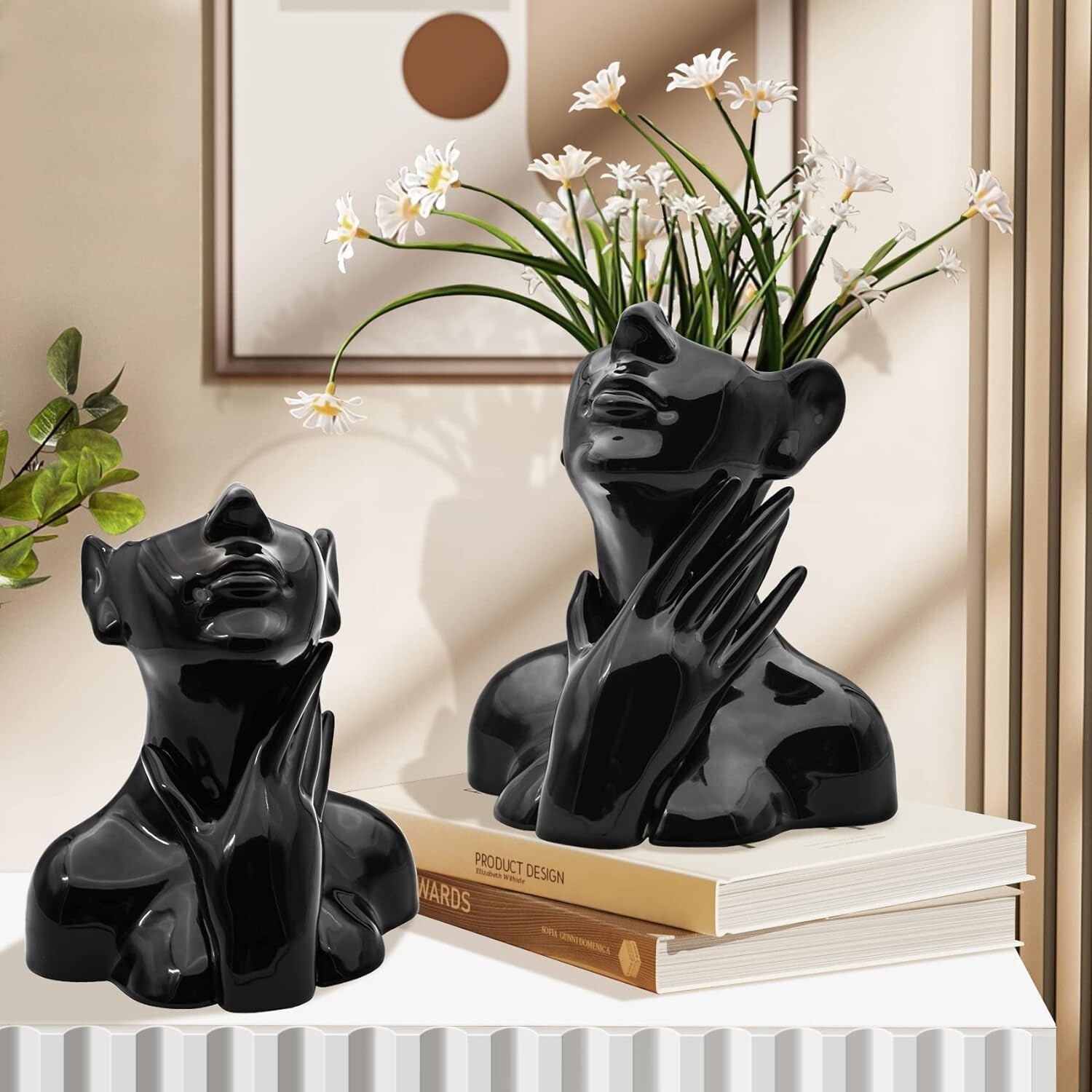 Ceramic Face Vase, Black Vases Ceramic Vases for Home Decor,Body Shaped ...