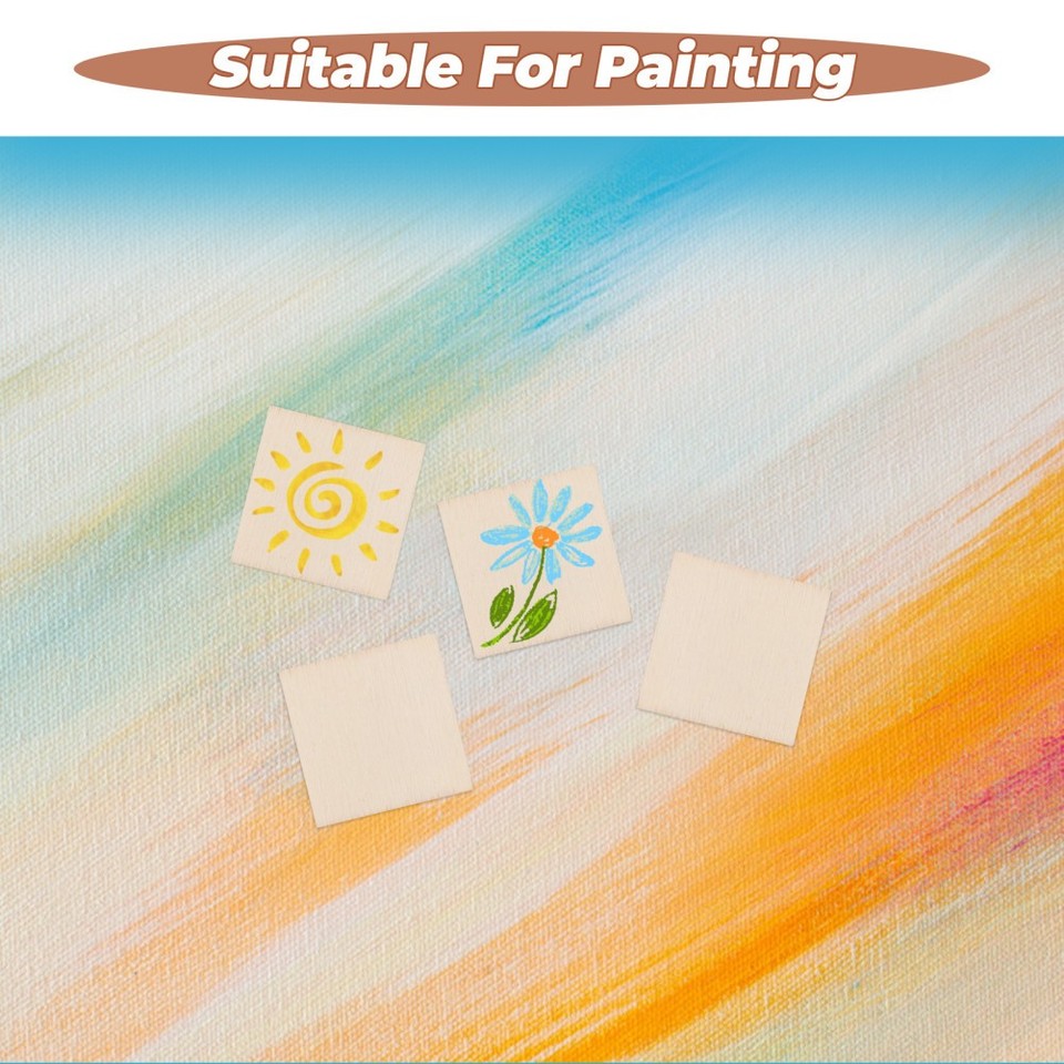 300 Pcs Rectangle Unfinished Wood Sheets Scrap Pieces DIY Crafts Slices ...