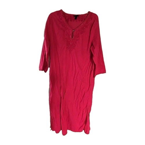 Somo Pink Embroidered Beaded Long Sleeve Indian Kurta Dress Womans Size ...