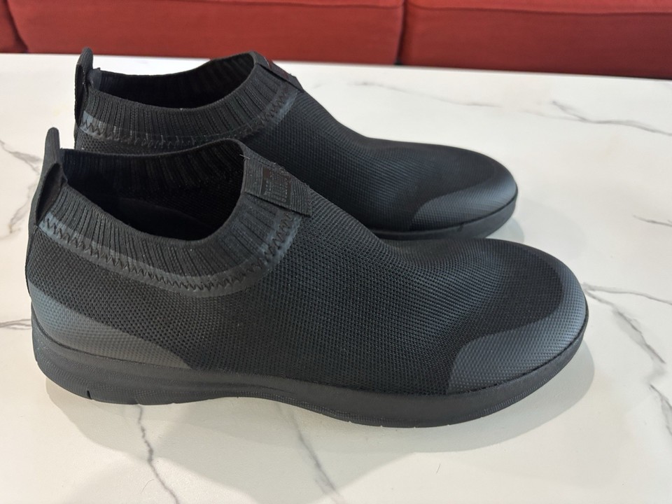 Fitflop Knit Shoes Women’s 10 Uberknit Ballerina Flat Black Comfort ...