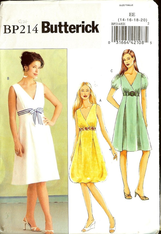 OOP Butterick Sewing Pattern Misses Dress Plus Size 14 - 20 or 14 -22 ...
