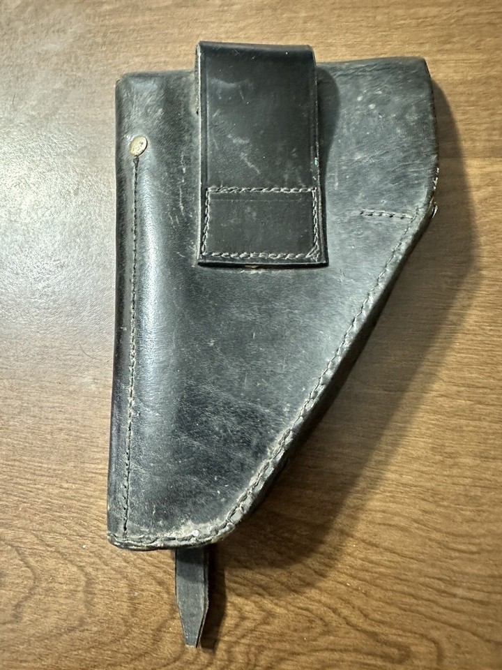 Post WWII Belgian Military Hi Power P35 Leather Pistol Holster W/ Rain ...