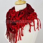 Two Tone Color Knit Infinity Winter Scarf Elastic Warm Hollow Out ...