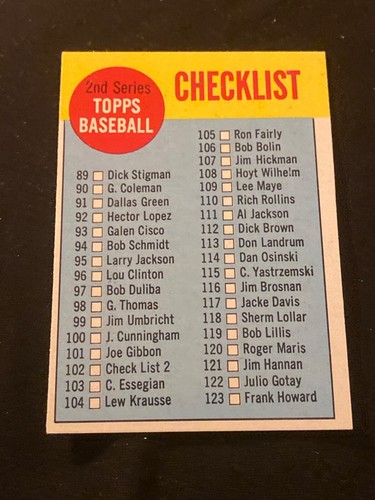 2nd series checklist unmarked 1963 topps #102 nm + | eBay