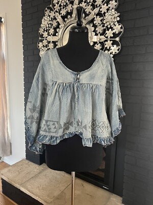Magnolia Pearl Denim Kima Buffalo Cropped Poncho O/S | eBay