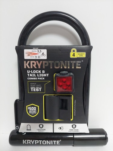 Kryptonite U-Lock & Comet Tail Light Bike Lock & Light Combo Pack ...