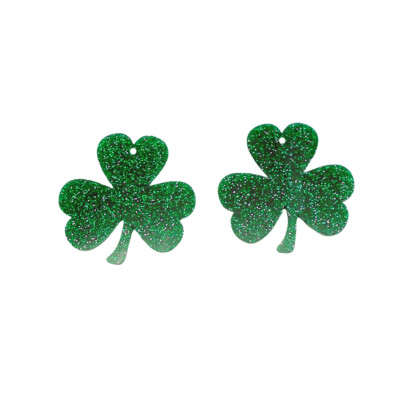 10PCS/Pack Acrylic Green Clover Shamrocks Charms Pendant DIY Making ...