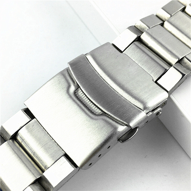 Silver Stainless Steel Piece Watch Band 20 22mm 24mm Strap Security ...