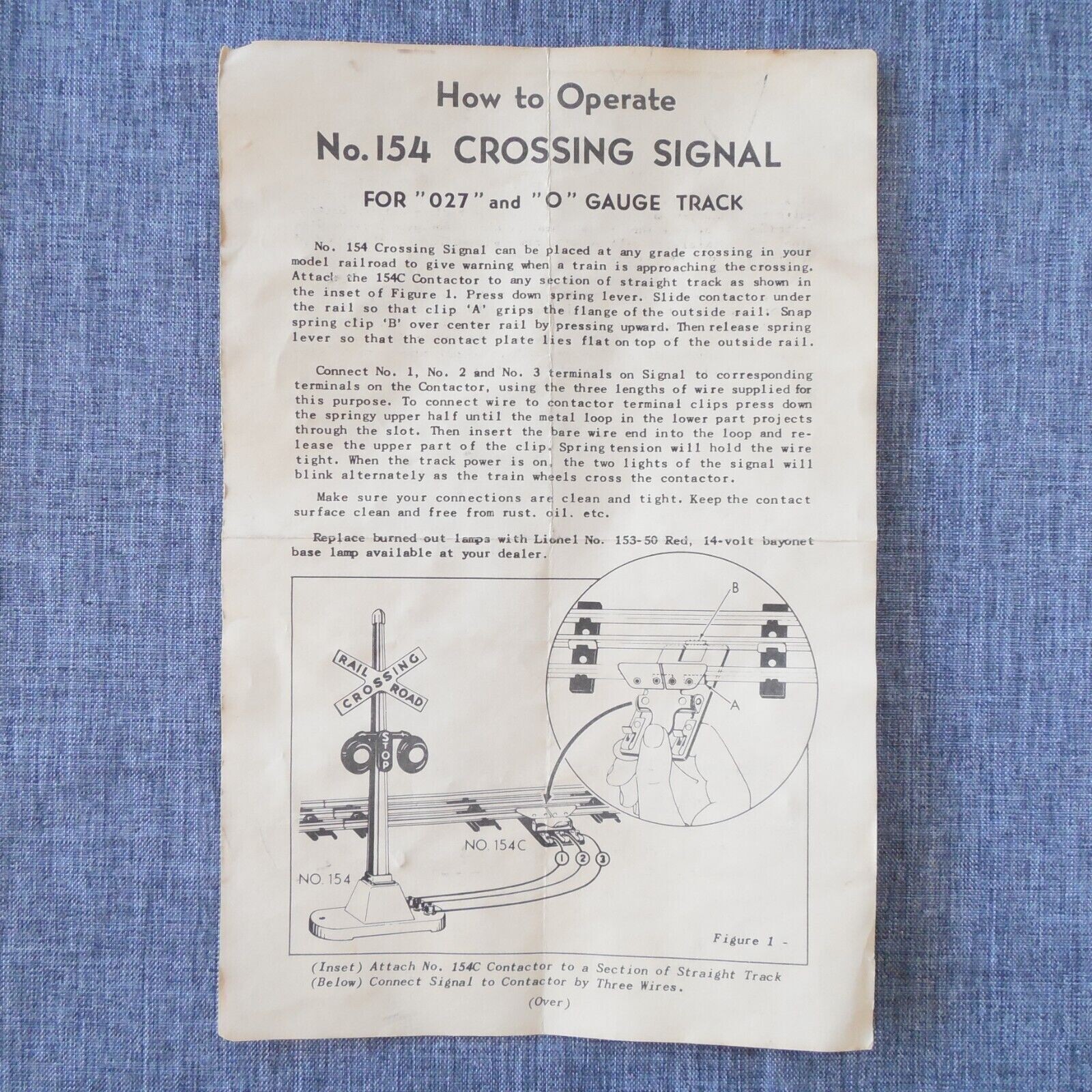 1950 Lionel No. 154 Crossing Signal Instruction Sheet Model Railroad ...