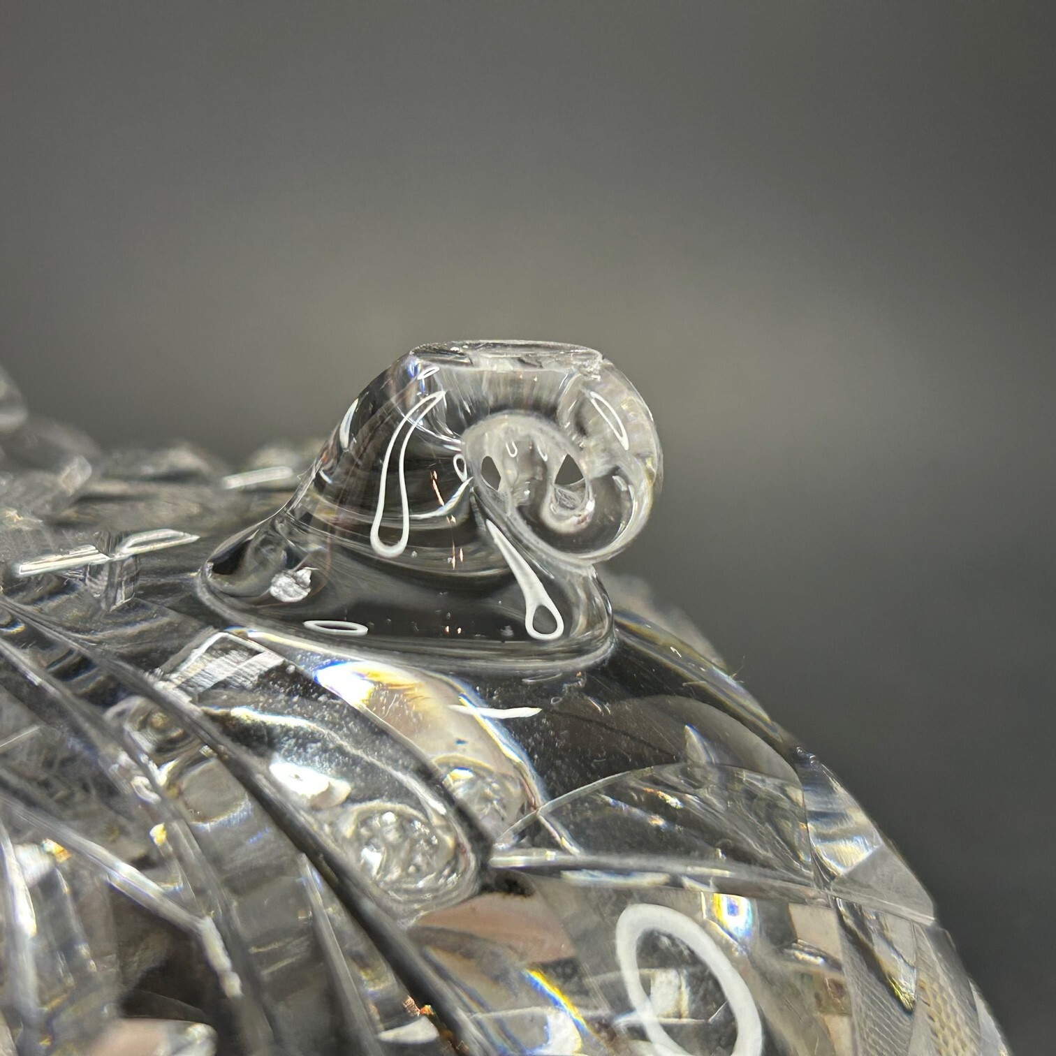 European Cut Crystal Nut Dish with Scalloped Toothed Edge 3 Applied ...