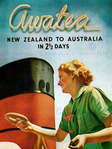 TRAVEL TRANSPORT AWATEA SHIP CRUISE NEW ZEALAND AUSTRALIA FINE ART ...