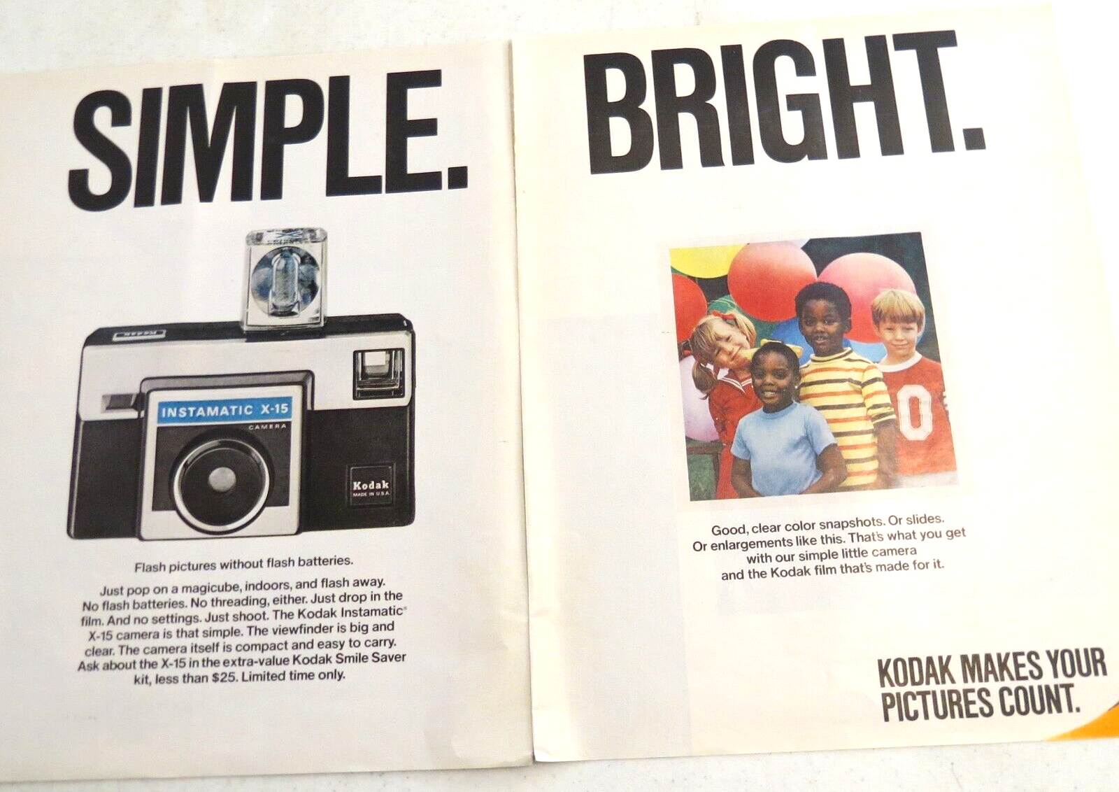 1971 Print Ad Kodak Instamatic X-15 Camera Flash Picture Magicube ...