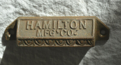 ANTIQUE SOLID CAST IRON HAMILTON MFG CO CABINET CUP PULL ORIGINAL (26C ...