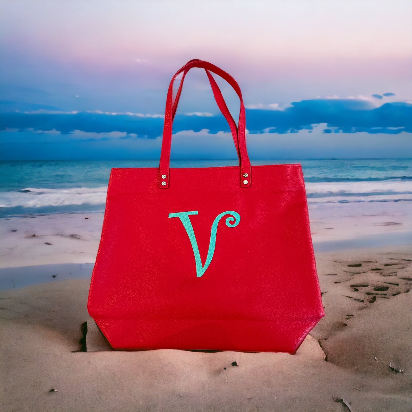 THIRTY-ONE Jewell Around Town Tote Red- Monogram “V”- | eBay