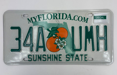 Florida License Plate 34A UMH Expired Sunshine State Oranges Car Truck ...