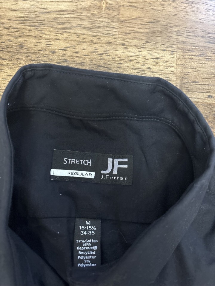 J Ferrar JF Dress Shirt Mens Medium 15-15.5 Black Slim Fit 34/35 ...