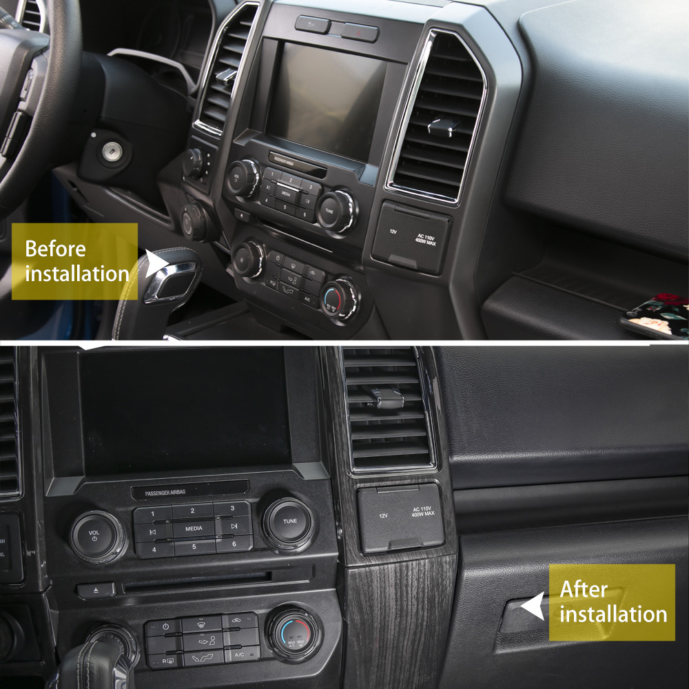 For Ford F150 2015-19 Black Wood Grain Central Control Cover Trim Decor ...