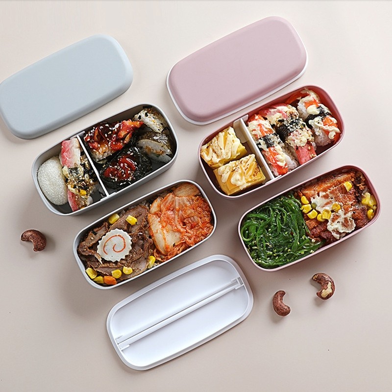 Microwavable 2 Layer Lunch Box with Compartments Leakproof Bento ...