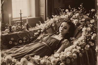 Photo Young Girl Post Mortem Funeral Flowers Victorian 4 by 6 ...