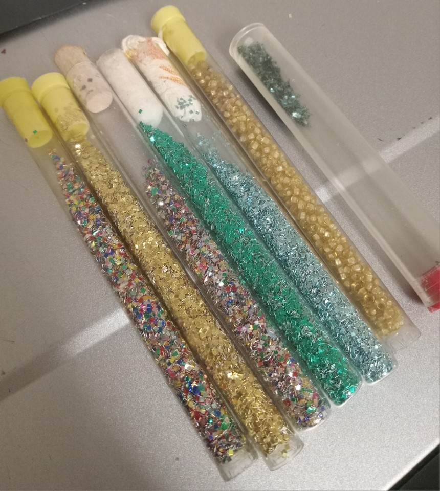 Vintage Glitter Lot/vials/crafts/multicolor, Gold, Silver, Green/beads ...