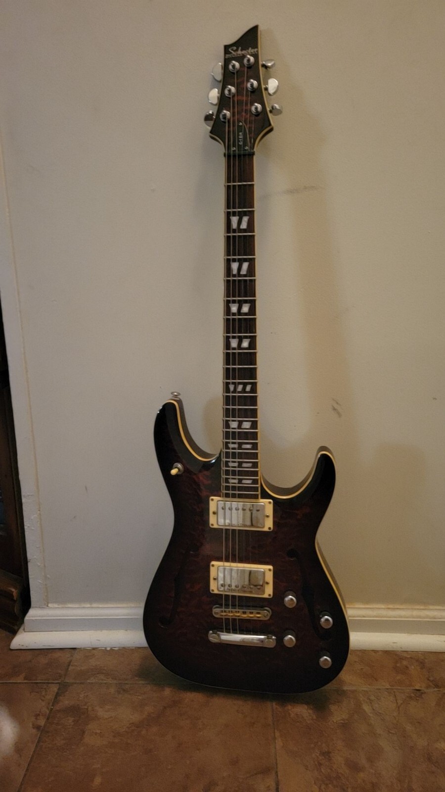 ga 2006 Schecter C-1 E/A Tobacco Semi Hollow Body Electric Guitar ...