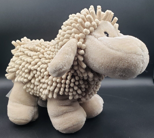 Little Miracles Lamb Plush Chenille Embroidered Face Pale Brown Stuffed ...